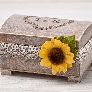 Sunflower Wedding Box Sunflower Ring Pillow Bearer Box Personalized ...