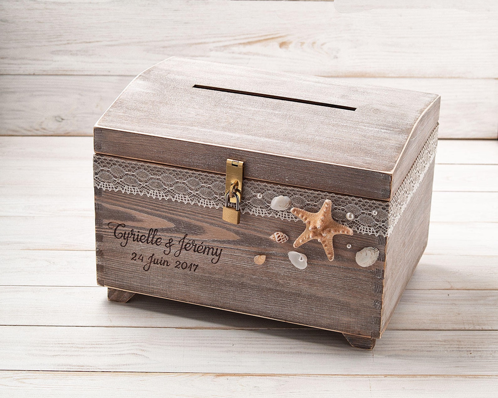Beach Wedding Card Box With Slot Nautical Theme Destination Wedding ...