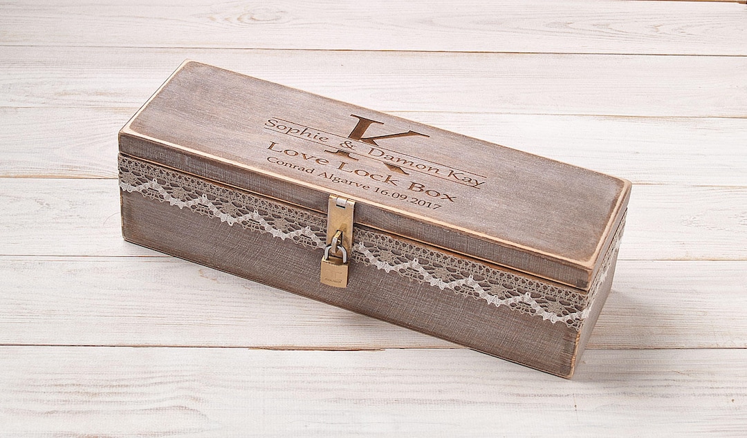 Personalized Wine Box, Wedding Ceremony Wine Capsule With Lock, Rustic ...