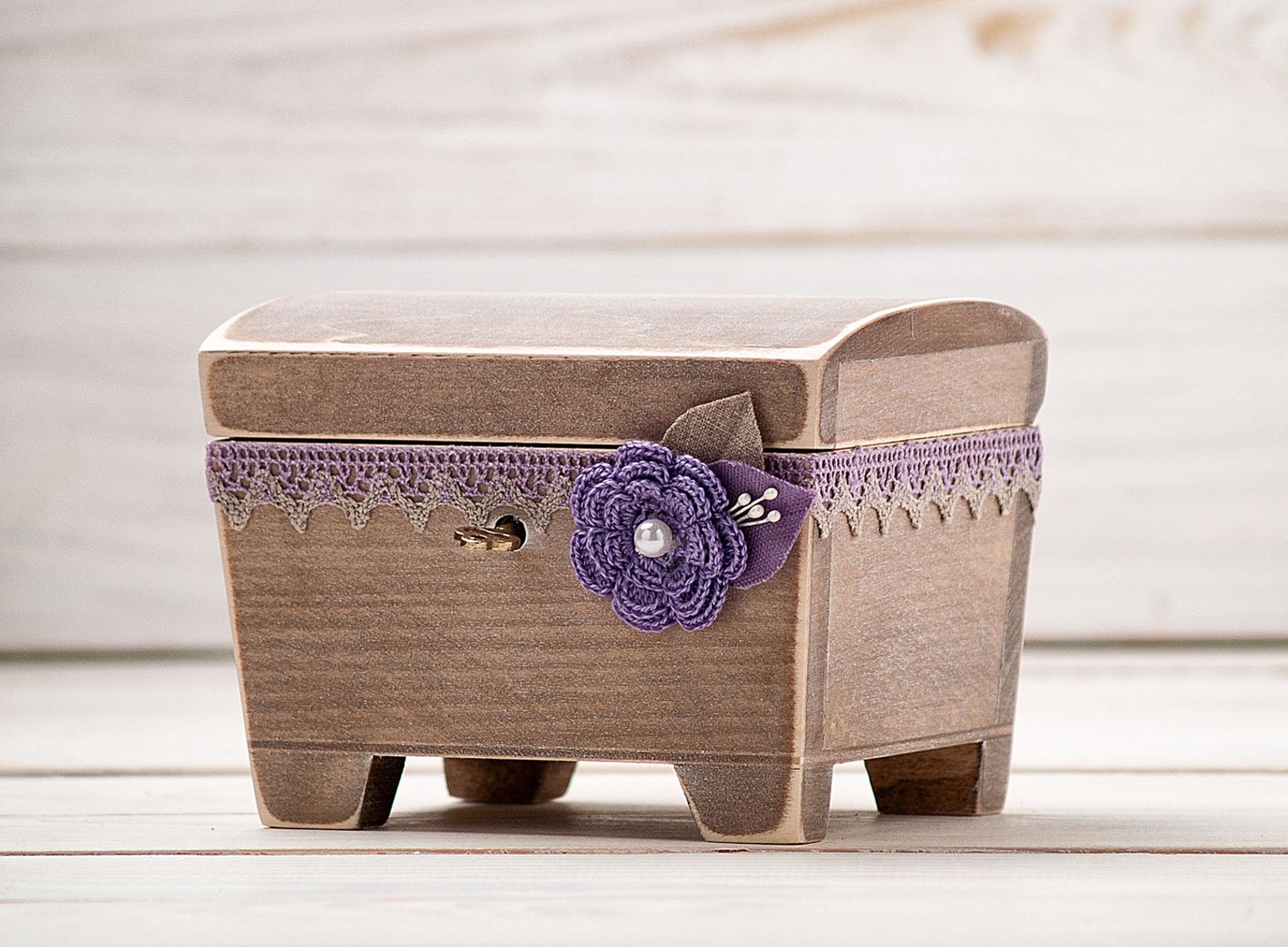 Girls Jewelry Box With Key, Personalized Wooden Jewelry Storage, Baby ...