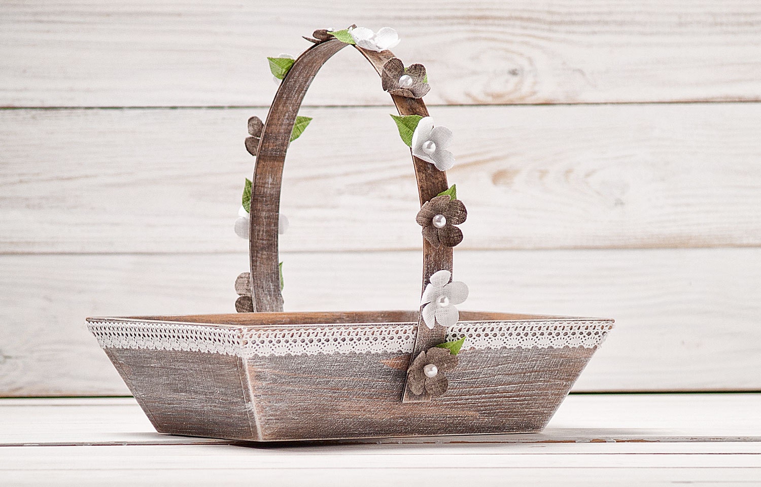 Wedding Flower Basket Rustic Flower Girl Basket Bride Gift - Etsy