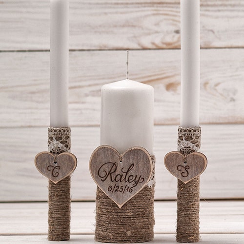 Wedding Unity Candle Set Rustic Unity Candle Church Ceremony | Etsy