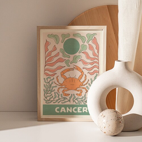 Cancer Zodiac Sign Print Cancer Astrology Wall Art Cancer - Etsy