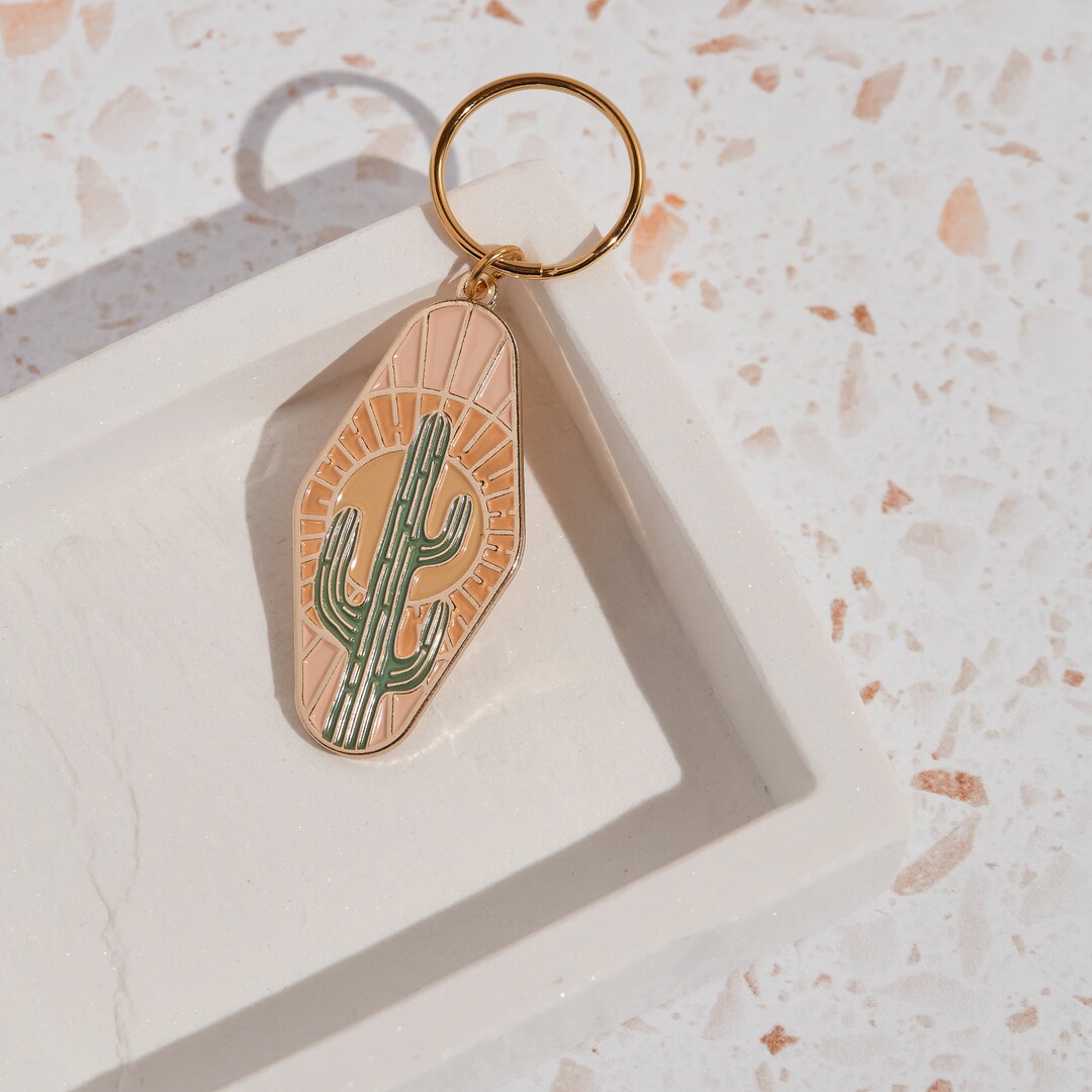 Cactus Enamel Keychain - Etsy