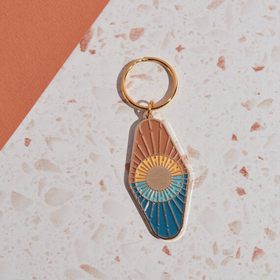 Sun and Sea Enamel Keychain - Etsy