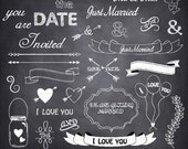 Items similar to Chalkboard Wedding Clipart "CHALKBOARD WEDDING "clip ...