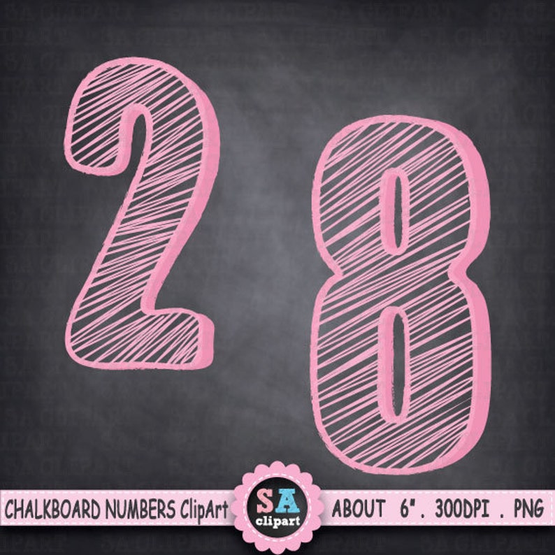 Chalkboard Numbers Clipart CHALKBOARD NUMBERS | Etsy