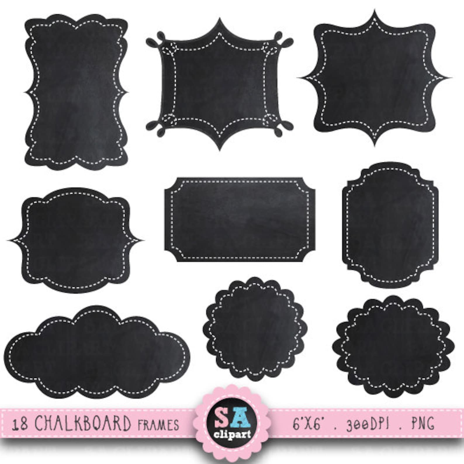 18 Chalkboard Digital frames set CHALKBOARD DIGITAL | Etsy