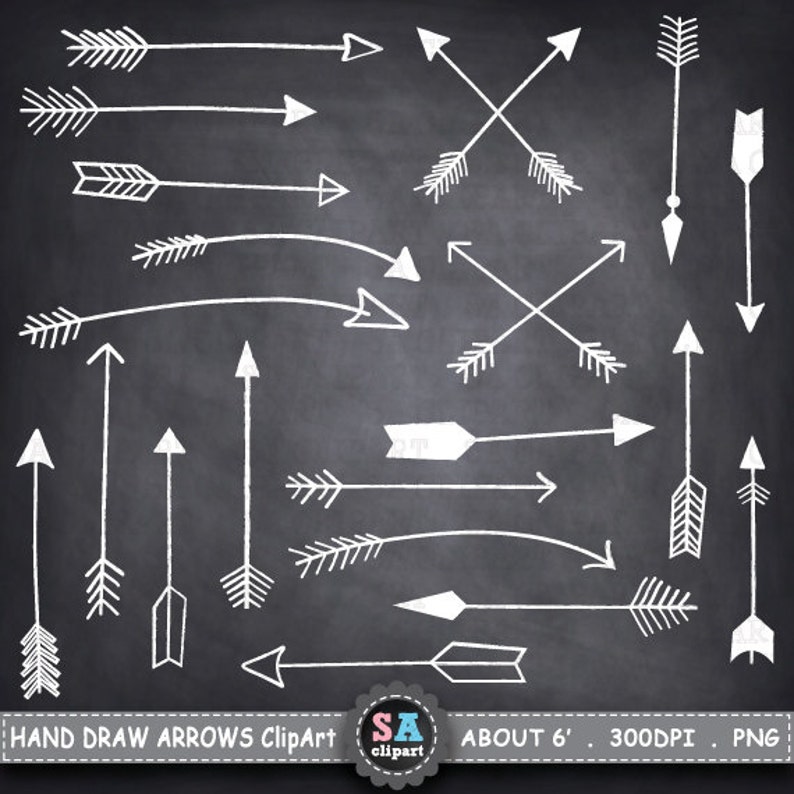 Chalkboard Hand Draw Arrow ClipArt ARROW | Etsy
