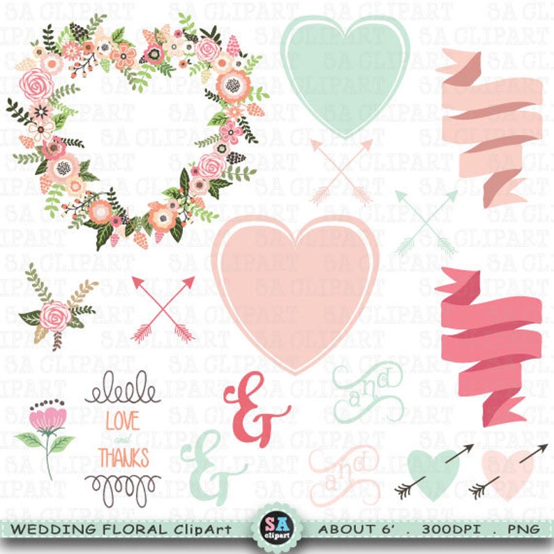 Wedding ClipArt WEDDING FLORA clip art Floral | Etsy