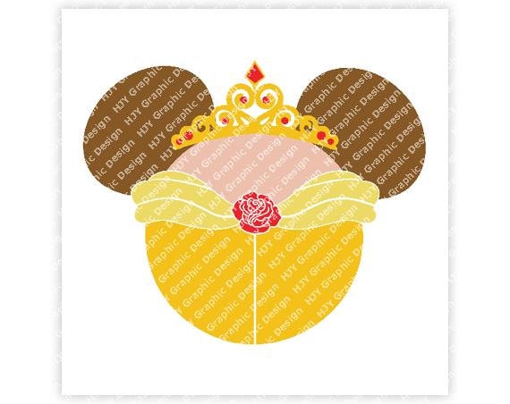Princess Belle Minnie Mouse Head Icon Ears Digital | Etsy