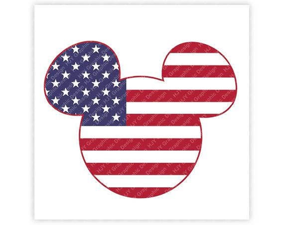 Forth of July USA Flag Mickey Mouse Head Icon Ears - Etsy