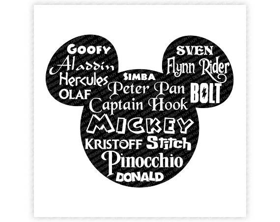 Mickey, Mouse, Head, Ears, Icon, Names, Digital, Download, Tshirt, Cut ...