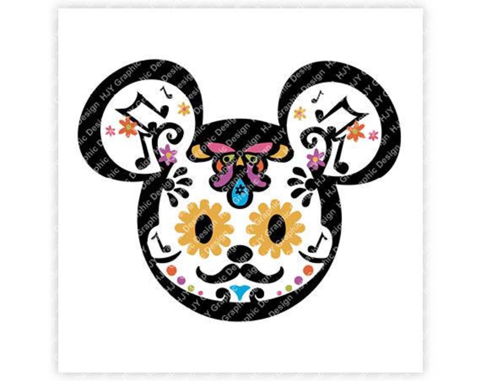 Sugar Skull, Mickey, Minnie, Mouse, Bow, Ears, Digital, Download ...