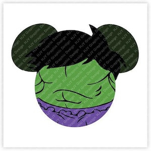 Hulk Super Hero Mickey Mouse Head Icon Ears Digital - Etsy