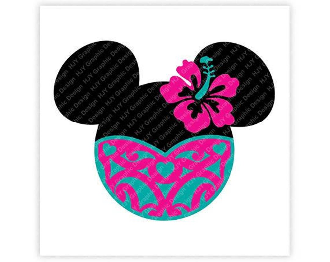 Minnie, Hawaiian, Hawaii, Dress, Flower, Mouse, Head, Icon, Ears ...