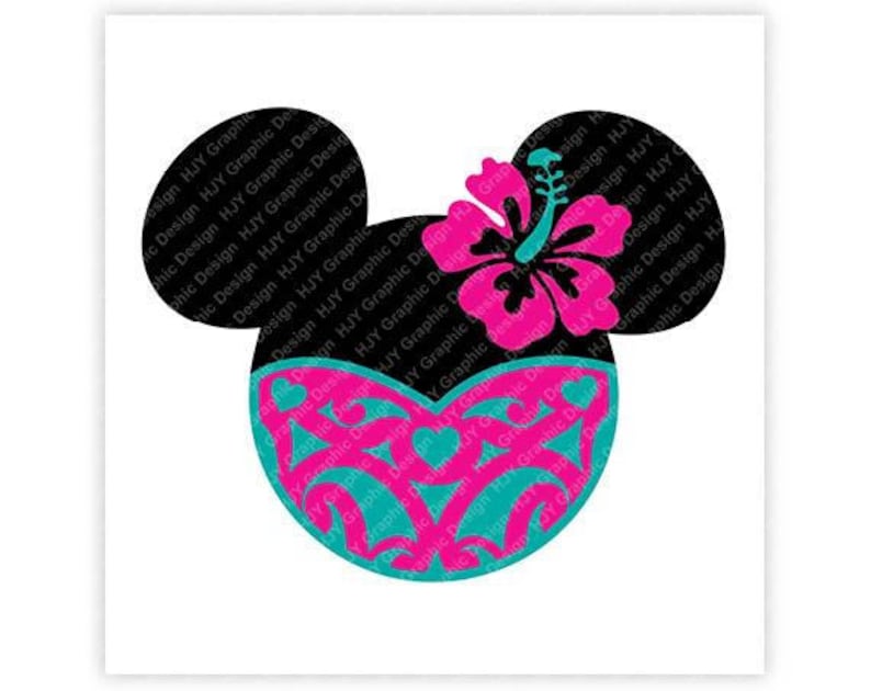 Minnie, Hawaiian, Hawaii, Dress, Flower, Mouse, Head, Icon, Ears ...