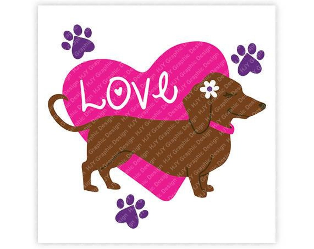 Valentine's Day, Love, Dachshund, Doxie, Weiner, Dog, Puppy, Paw Print ...