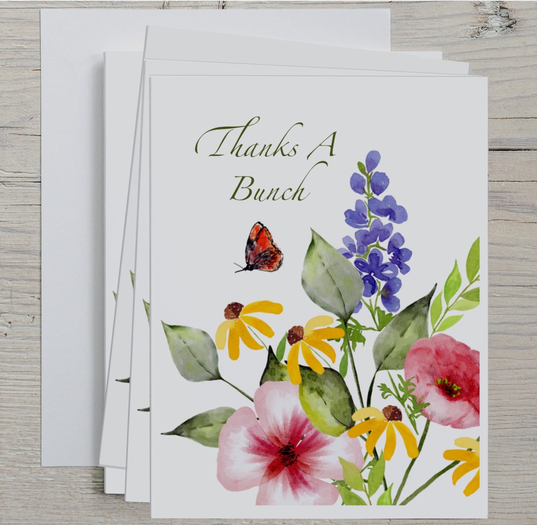 Thanks A Bunch Note Cards Thank You Cards Floral Thank You - Etsy