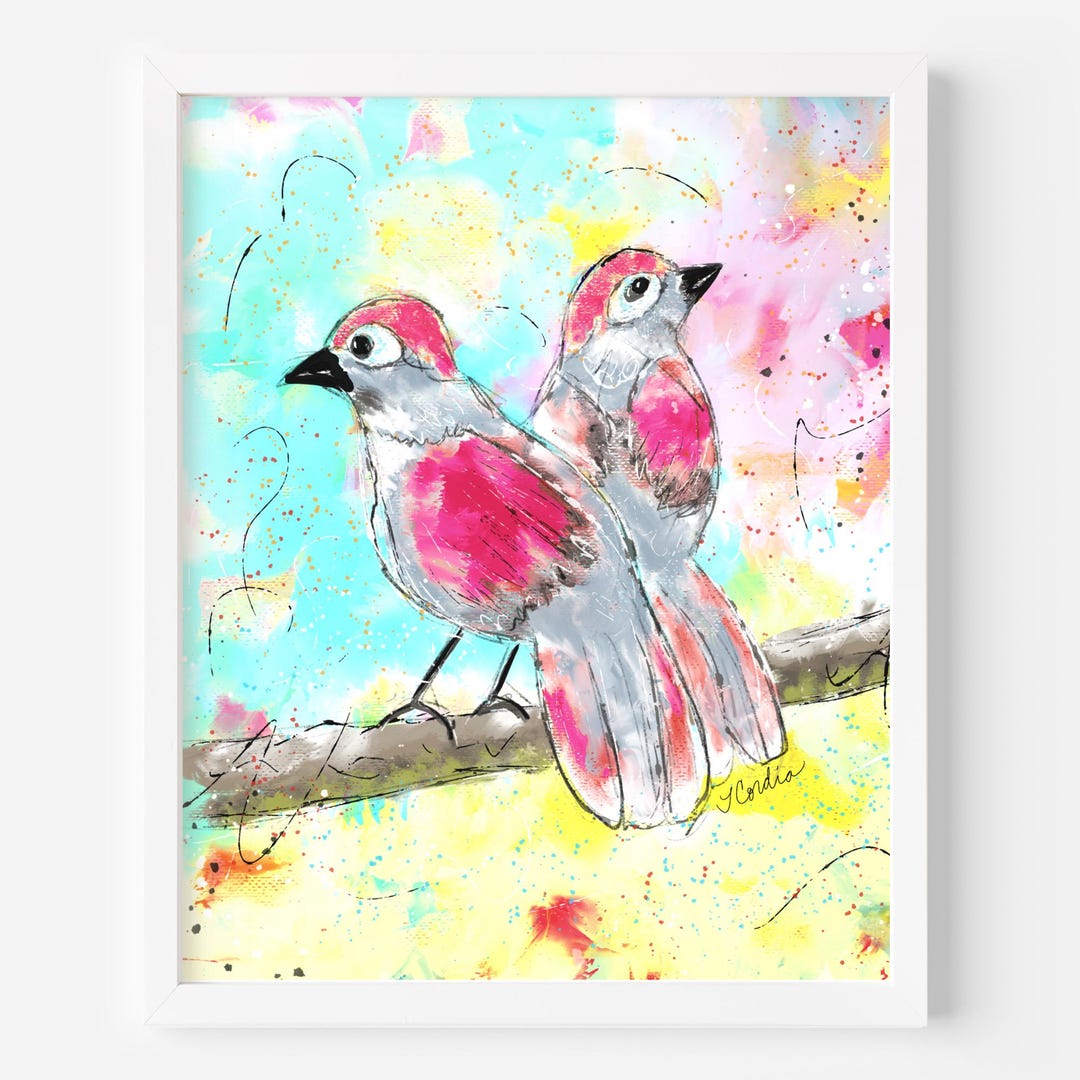 Colorful Birds Art Print: Abstract Watercolor Floral Wall Art - Etsy