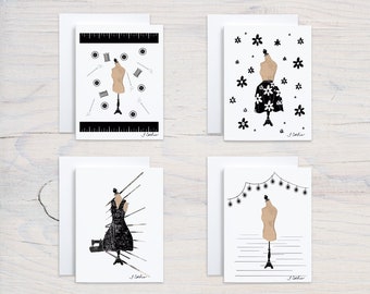Vintage Sewing Notions Note Cards Stationery Set of 10 Cards in White ...