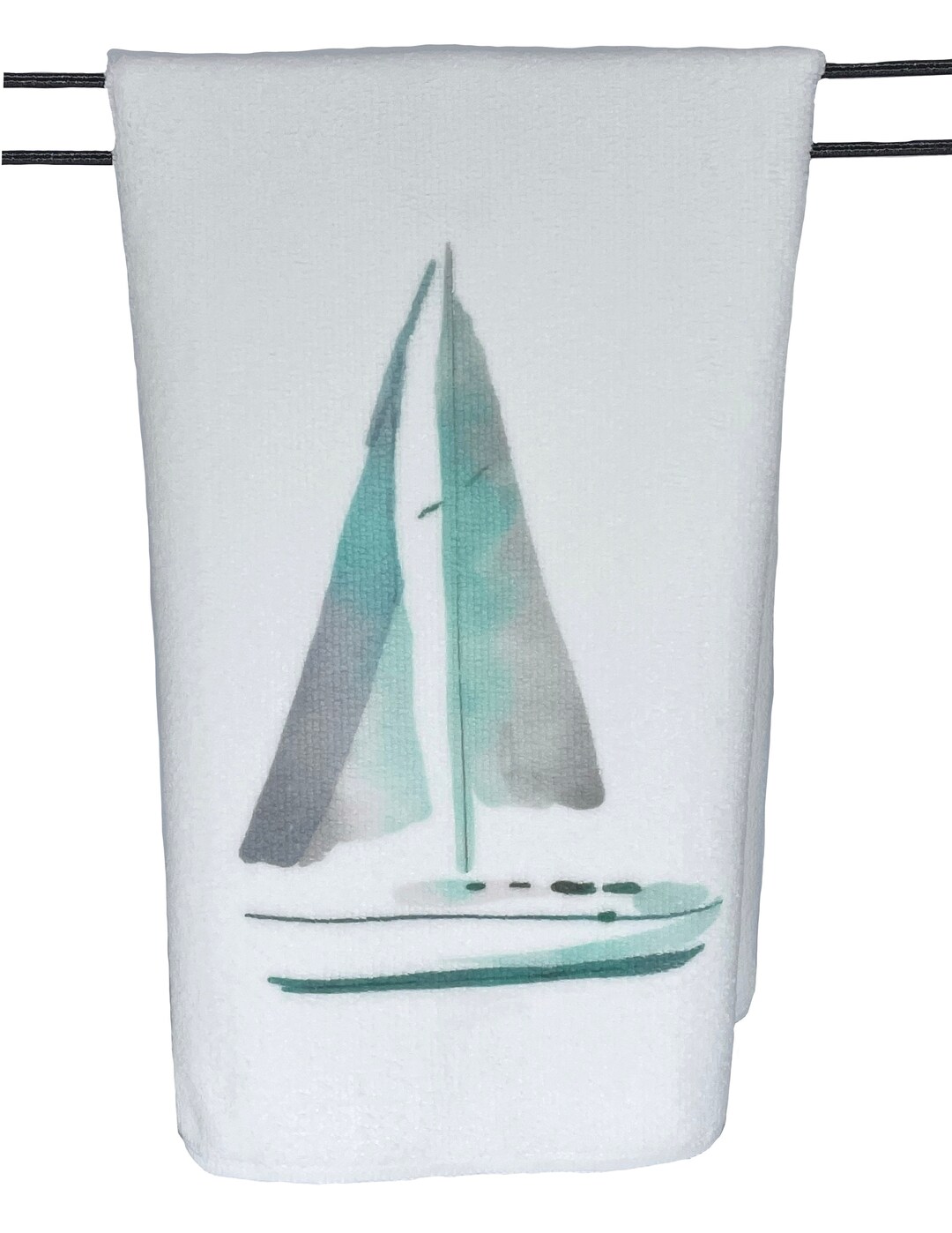 Sailboat Hand Towel, Microfiber, Tea Towel, Dish Towel, Watercolor ...