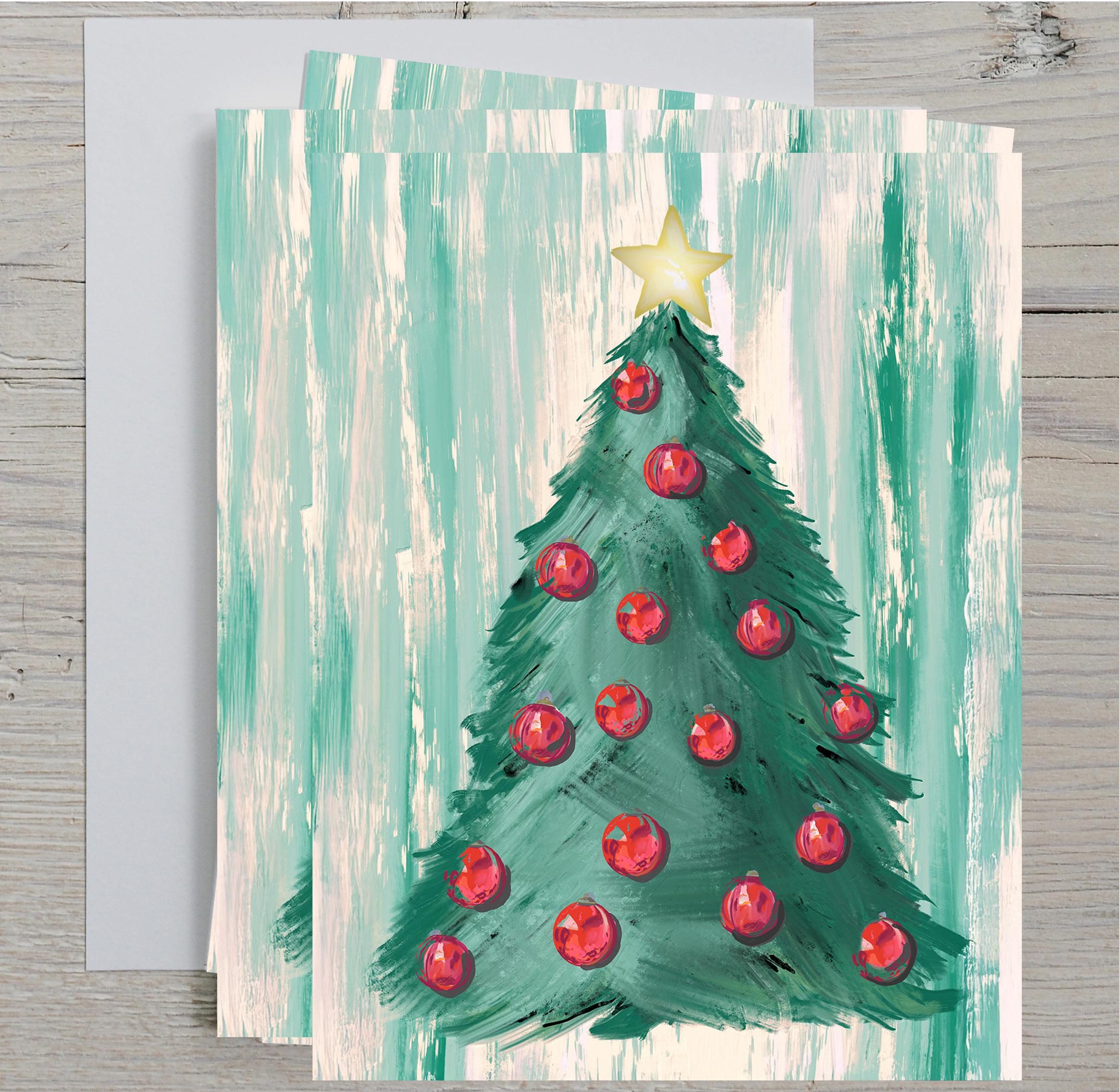 Christmas Tree Note Cards: Holiday Greeting, Original Art - Etsy