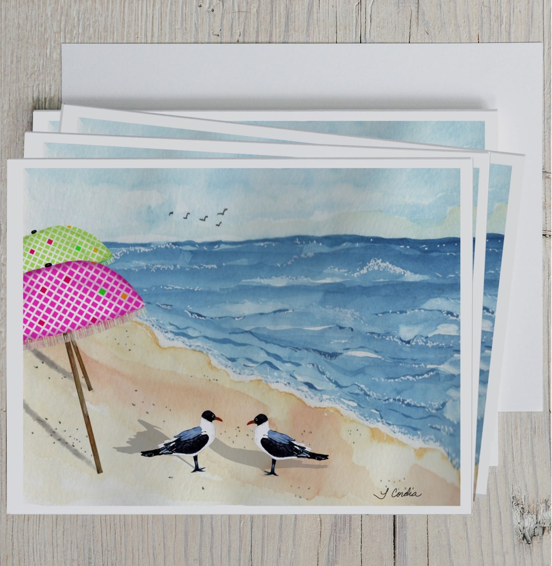 Beach Note Cards, Blank Note Cards, Coastal, Set of 4 With Envelopes ...