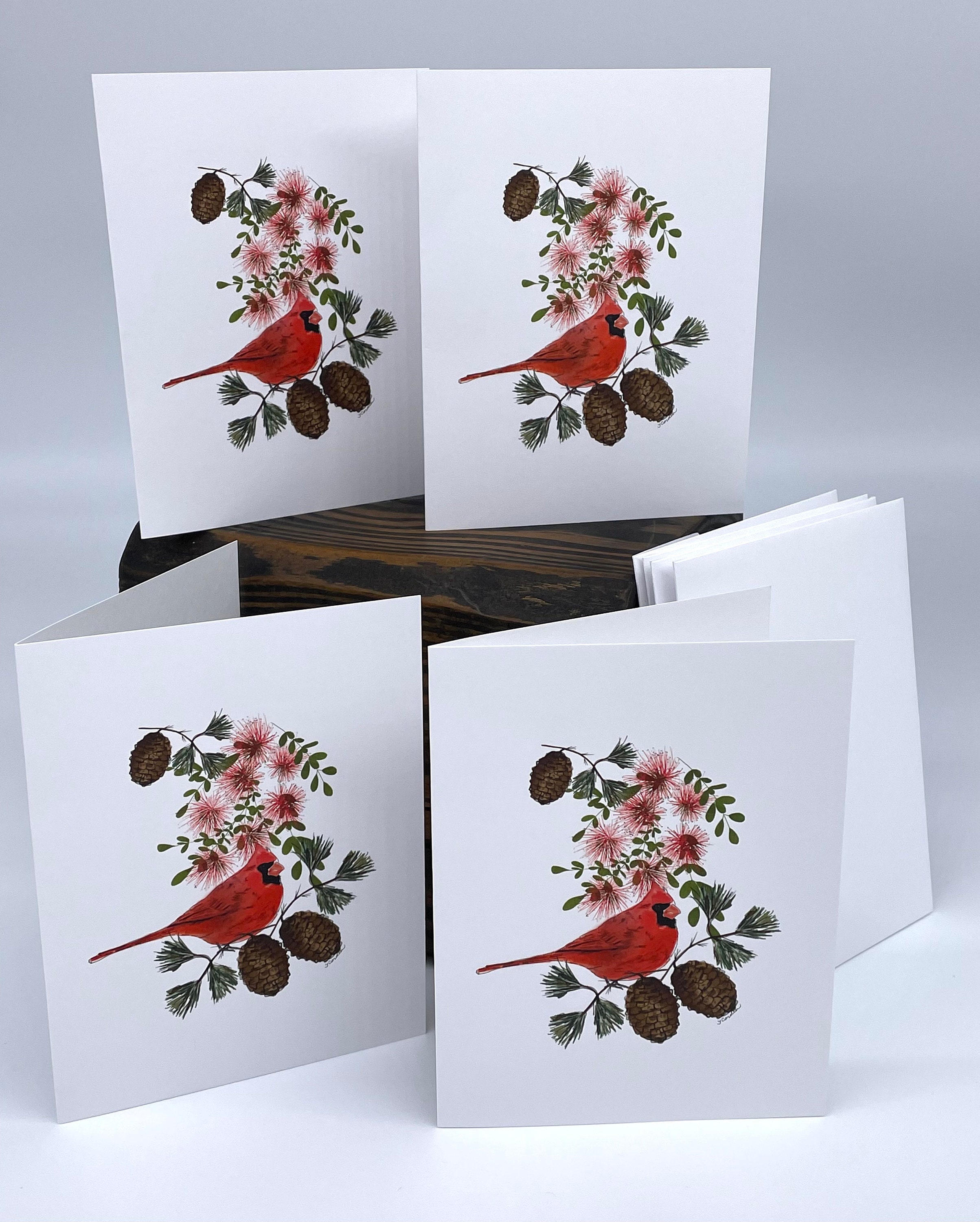 Cardinal Note Cards Set of 4 With Envelopes Watercolor - Etsy
