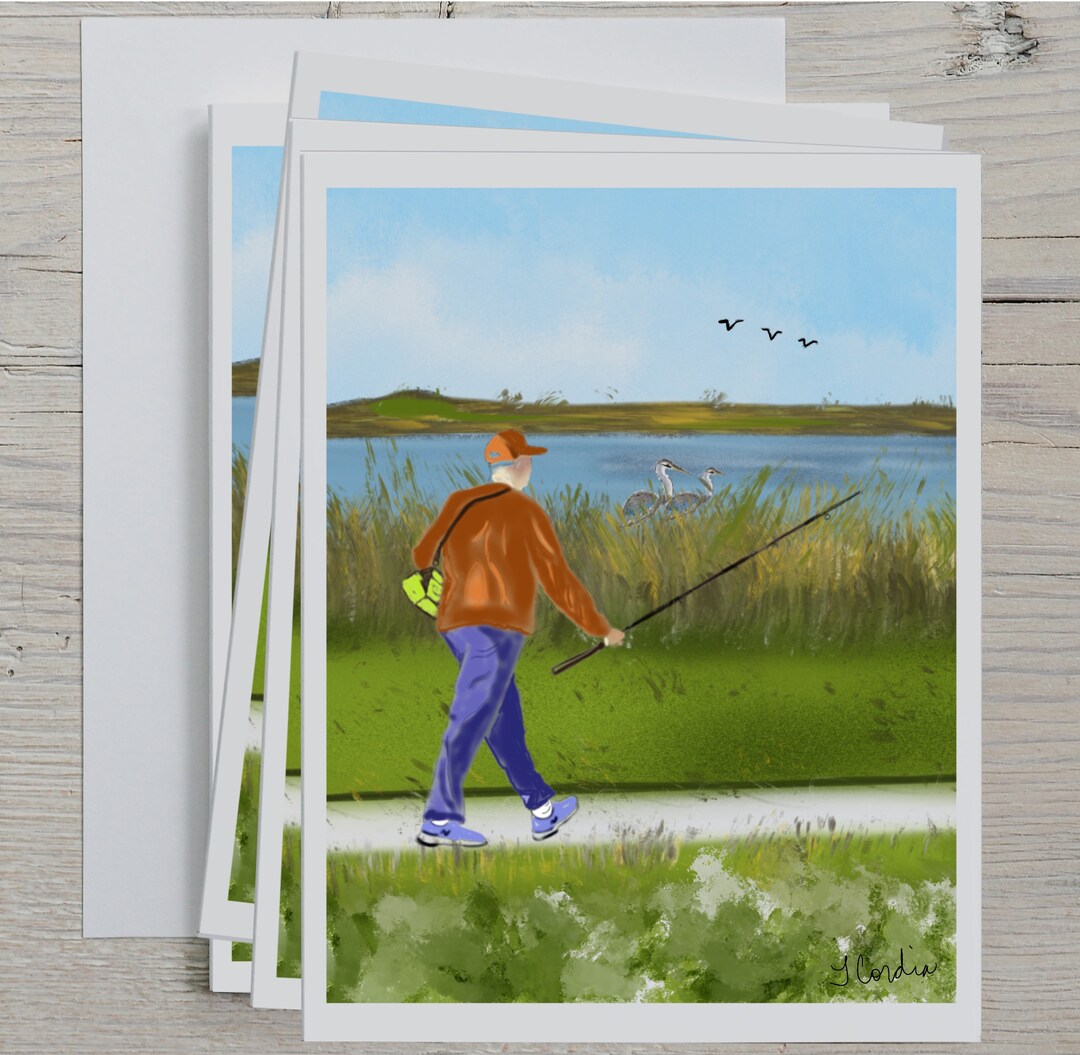 Fisherman Note Card Set: Coastal Heron Art, Blank Inside - Etsy