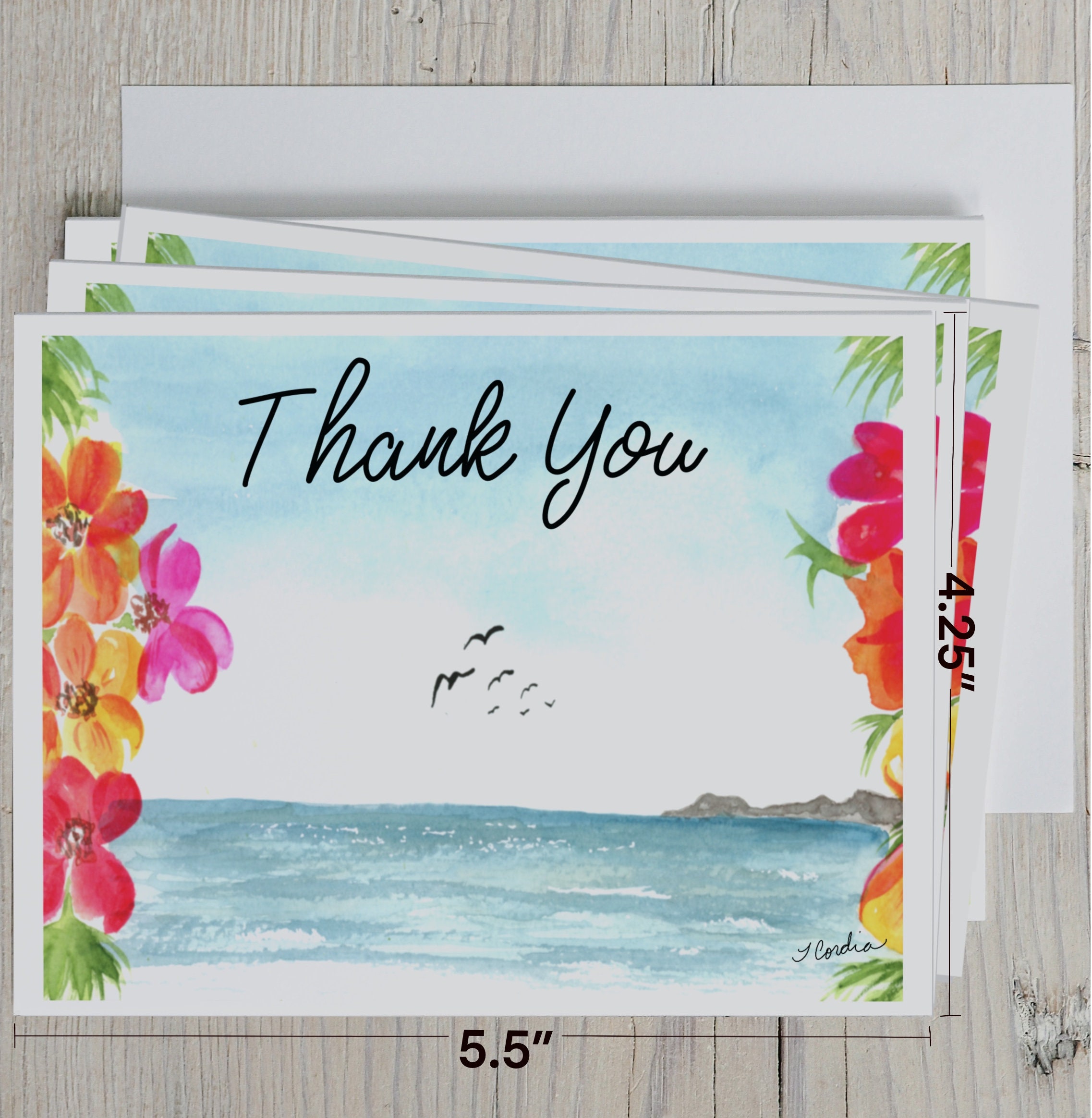 Coastal Thank You Note Cards, Thank You Cards, Beach Thank You Card 4. ...