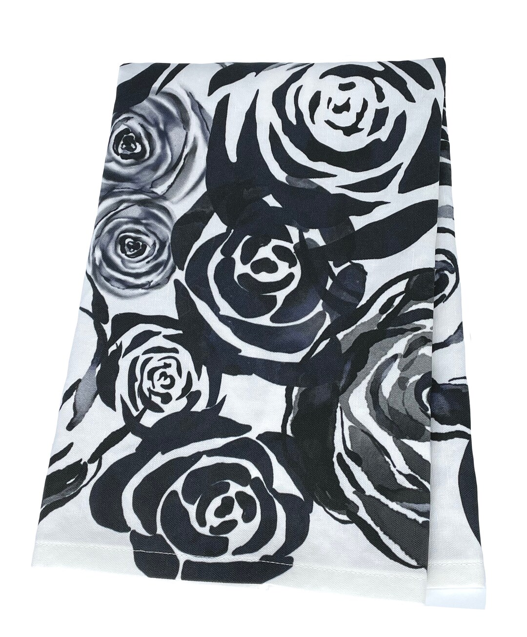 Contemporary Black and White Tea Towel, Abstract Roses Hand Towel ...