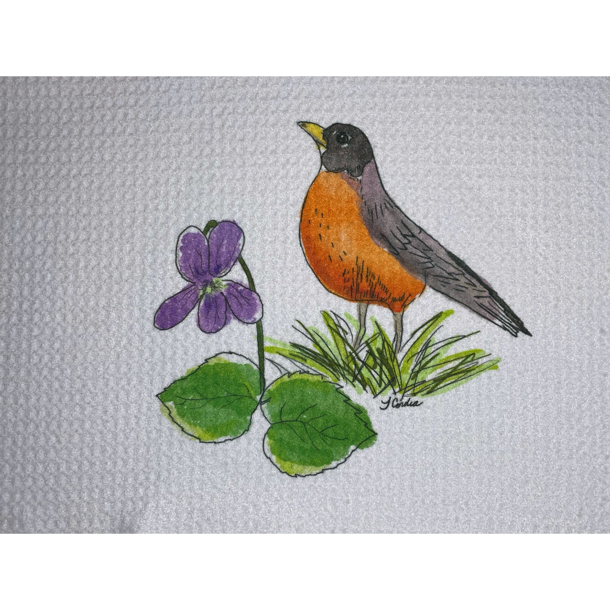 Robin Tea Towel Bird Dish Towel Hand Towel Robin and - Etsy