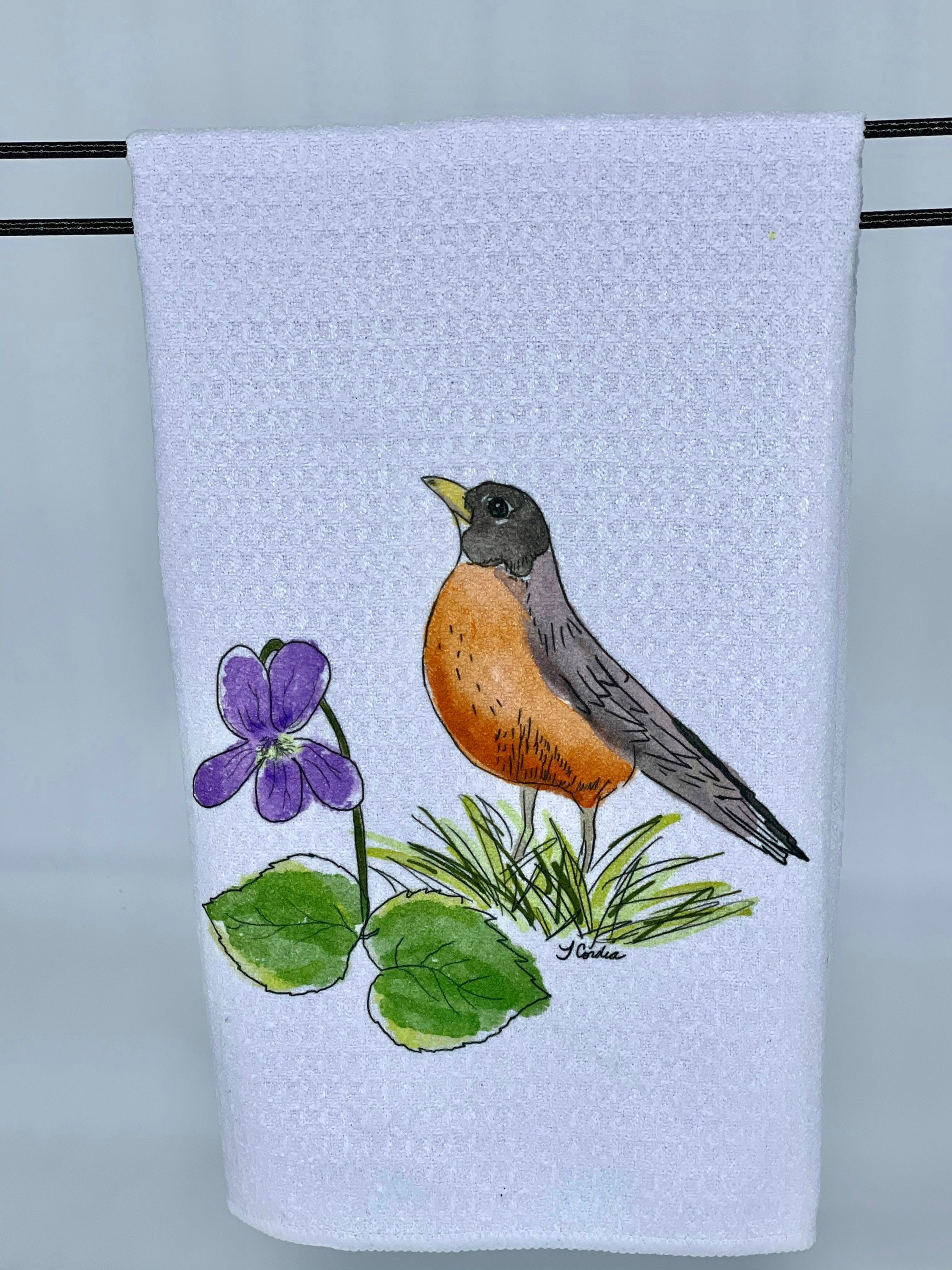Robin Tea Towel Bird Dish Towel Hand Towel Robin and - Etsy