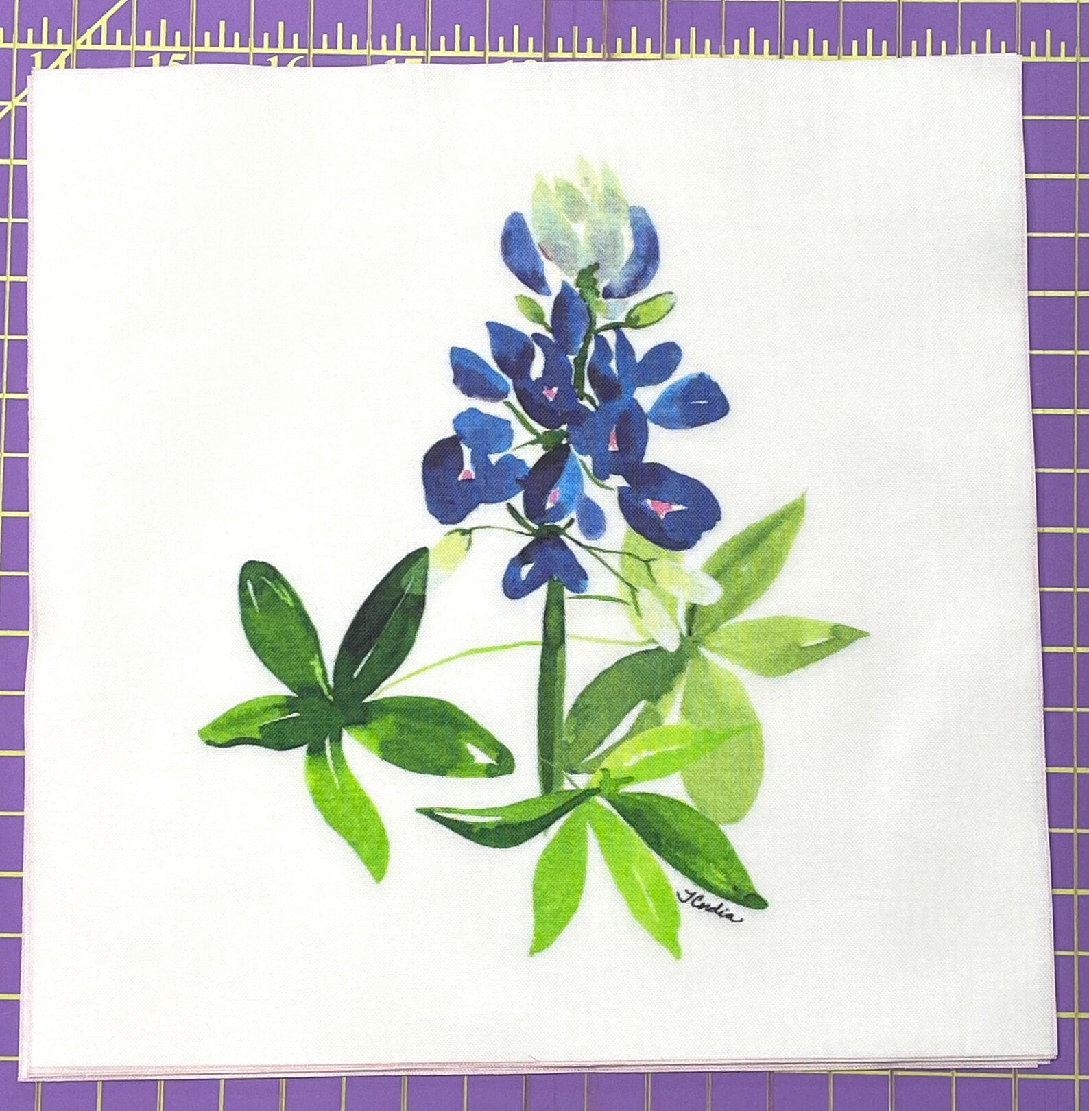 Bluebonnet Single Stem, Quilt Block, Lupines Wildflowers, Fabric Art ...