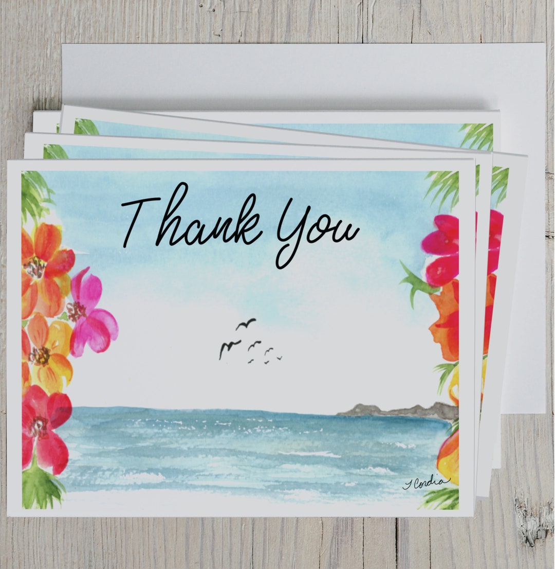 Coastal Thank You Note Cards, Thank You Cards, Beach Thank You Card 4. ...