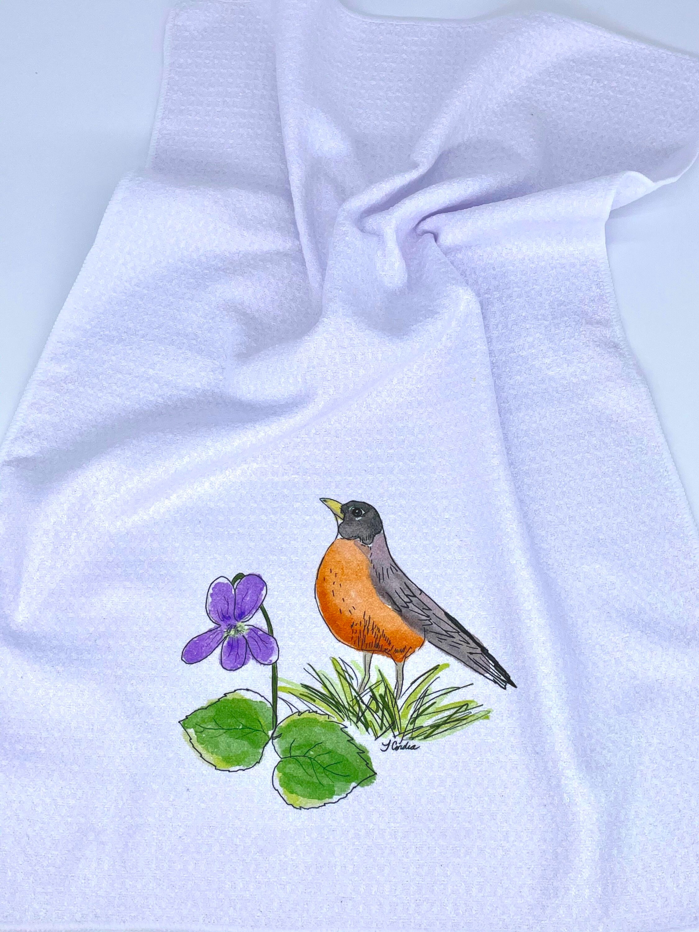 Robin Tea Towel Bird Dish Towel Hand Towel Robin and - Etsy