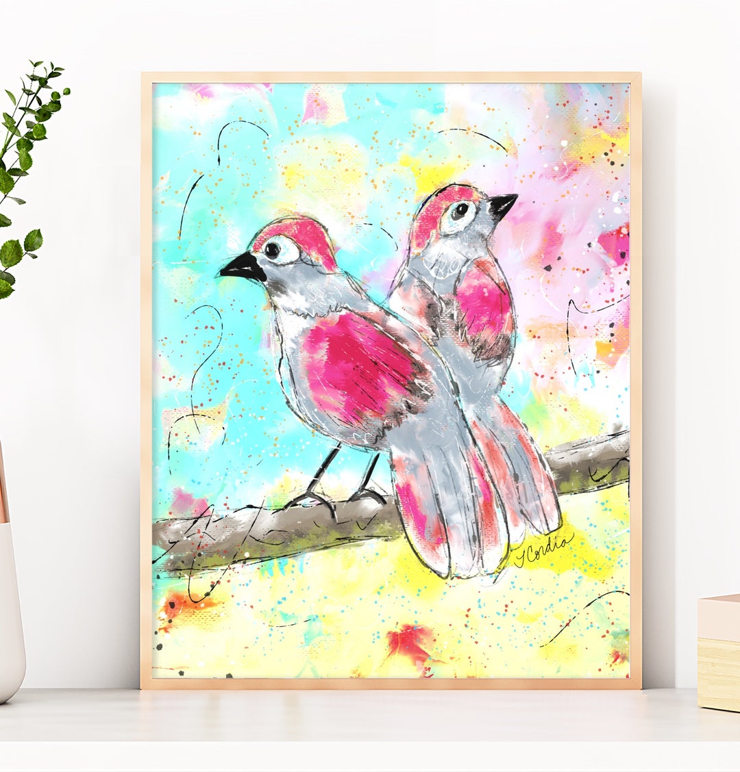 Colorful Birds Art Print, 8x10 Wall Art, Abstract Birds Print ...