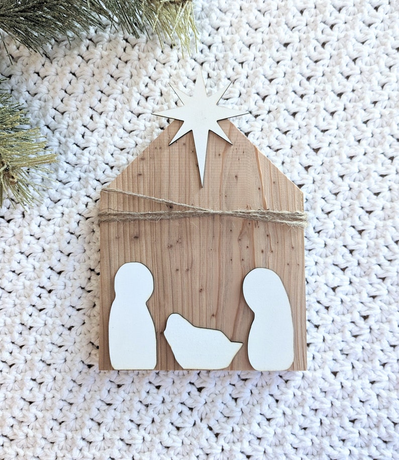 Wooden Nativity Scene Christmas Nativity Manger Simple Farmhouse ...