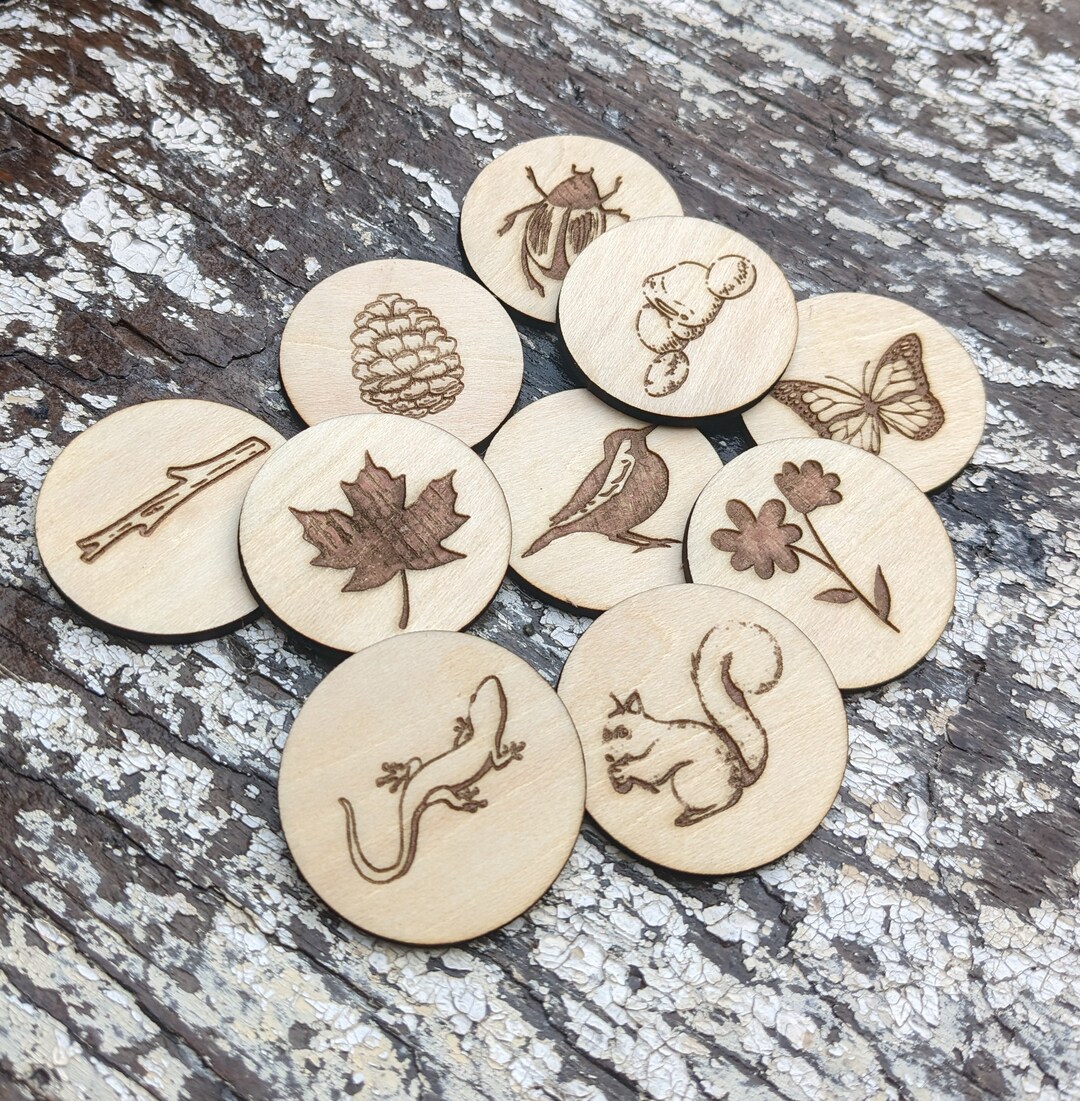 Nature Scavenger Hunt Tokens Set of 10 Wooden Children's Game Child Fun ...