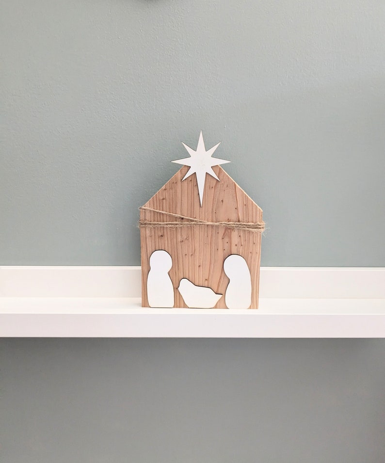 Wooden Nativity Scene Christmas Nativity Manger Simple Farmhouse ...