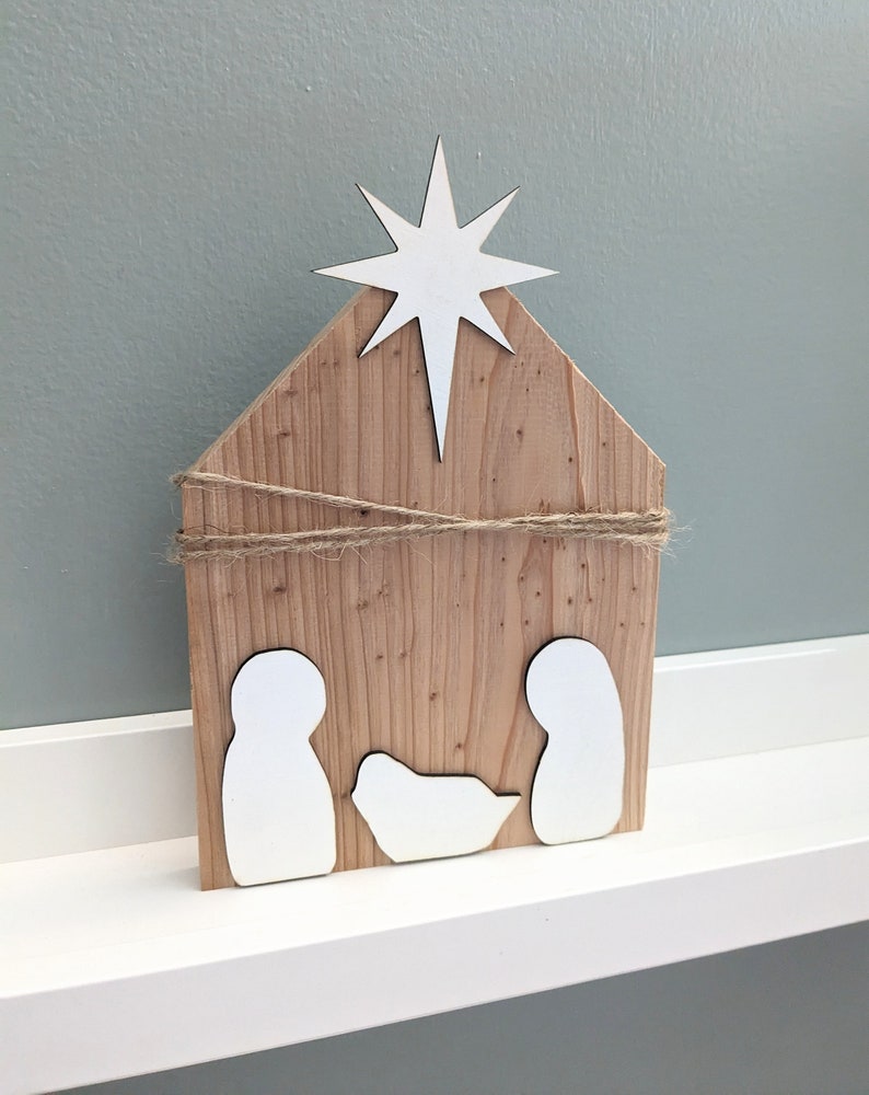 Wooden Nativity Scene Christmas Nativity Manger Simple Farmhouse ...