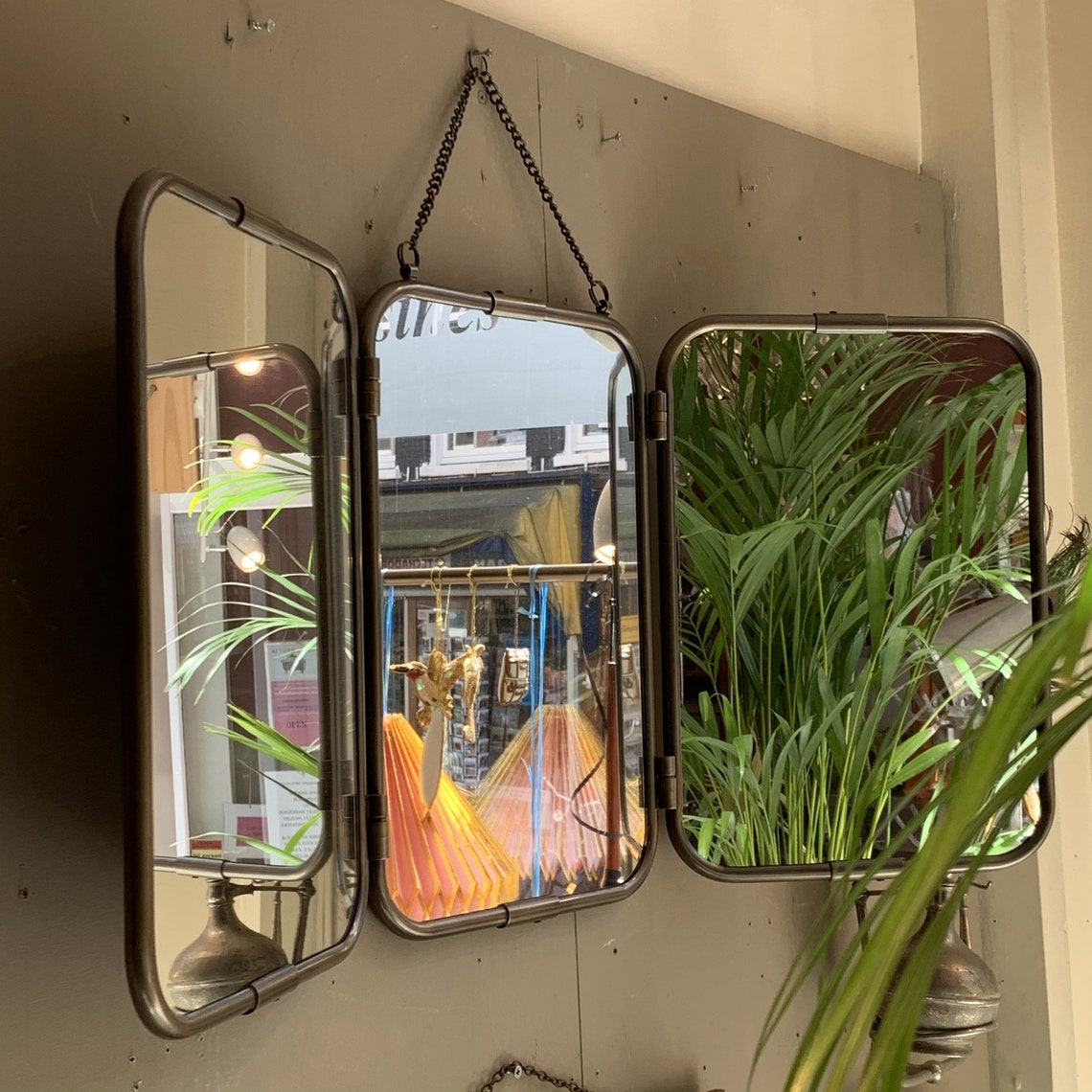 Trifold Mirror in Weathered Bronze Frame. - Etsy