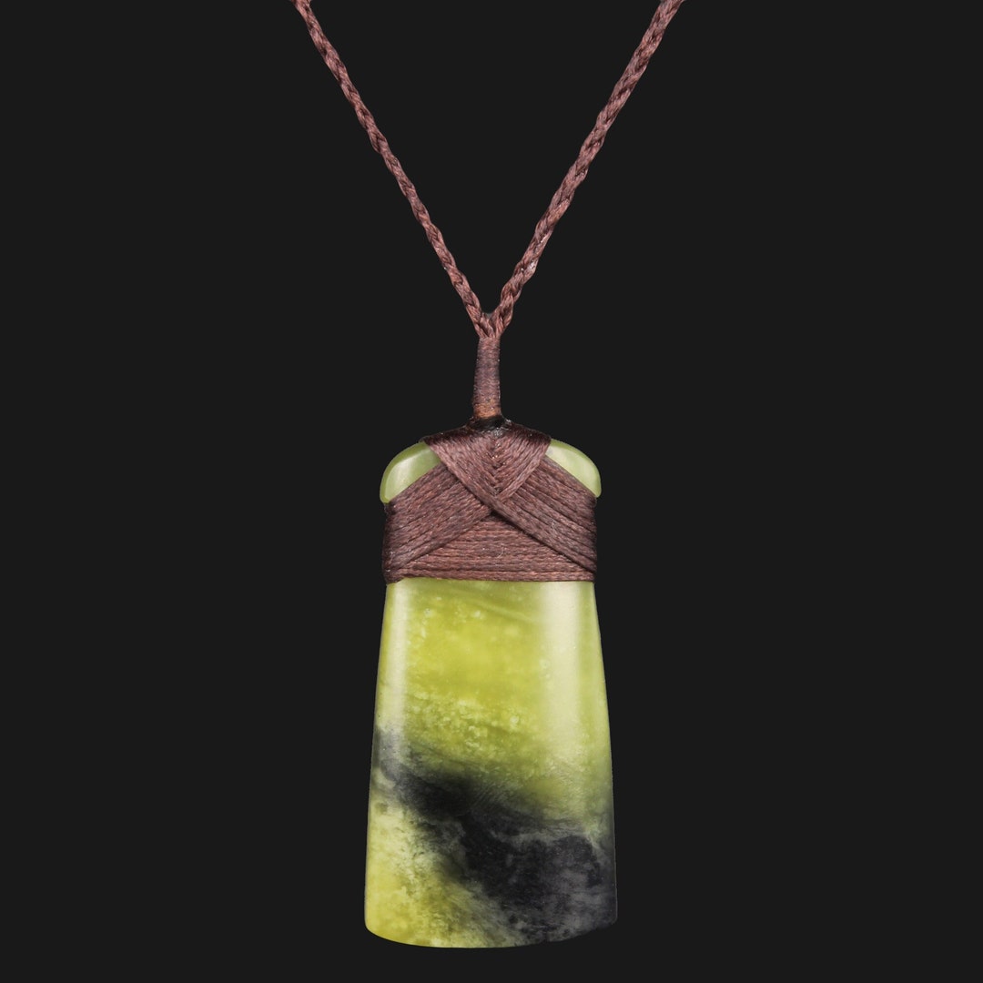 Handcrafted Green Floral Jade Necklace With Traditional Binding Rope ...
