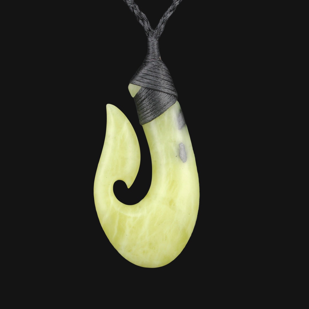 Hand-carved Maori Fish Hook Pendant Necklace Genuine Jade - Etsy