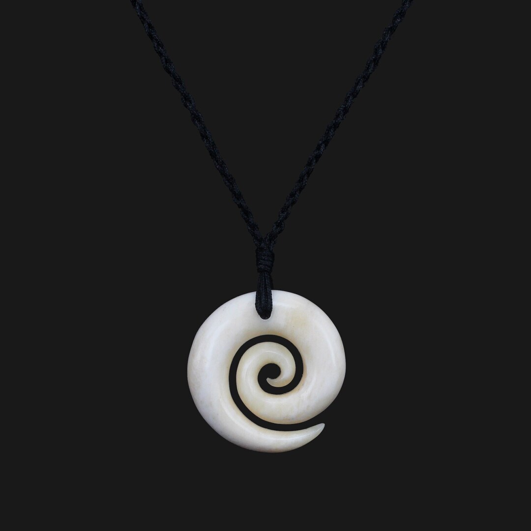 Maori Koru Pendant NZ Necklace Carving Jewelry New Zealand Hand Carved ...