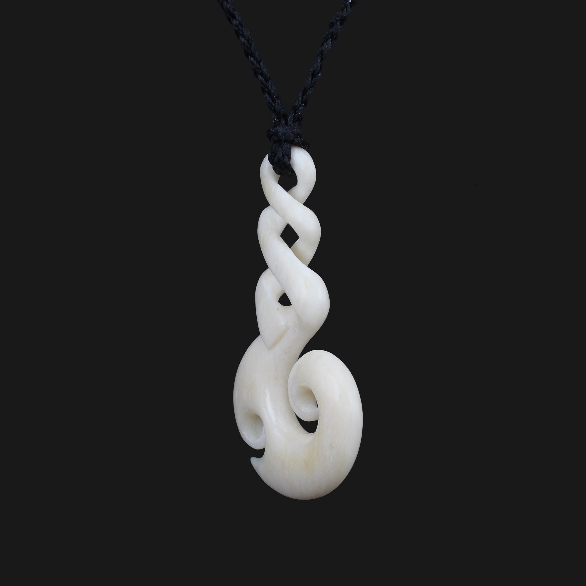 Hand Carved Buffalo Bone Triple Twist / Infinity With Spiral Pendant ...