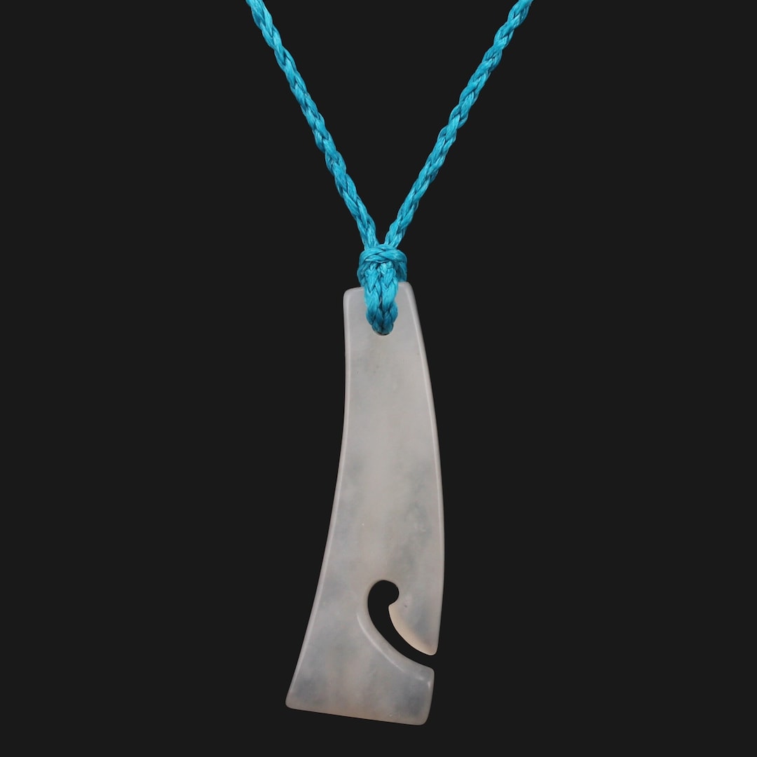 Handcrafted White Jade Maori Toki Pendant With Classic Blue Cord ...