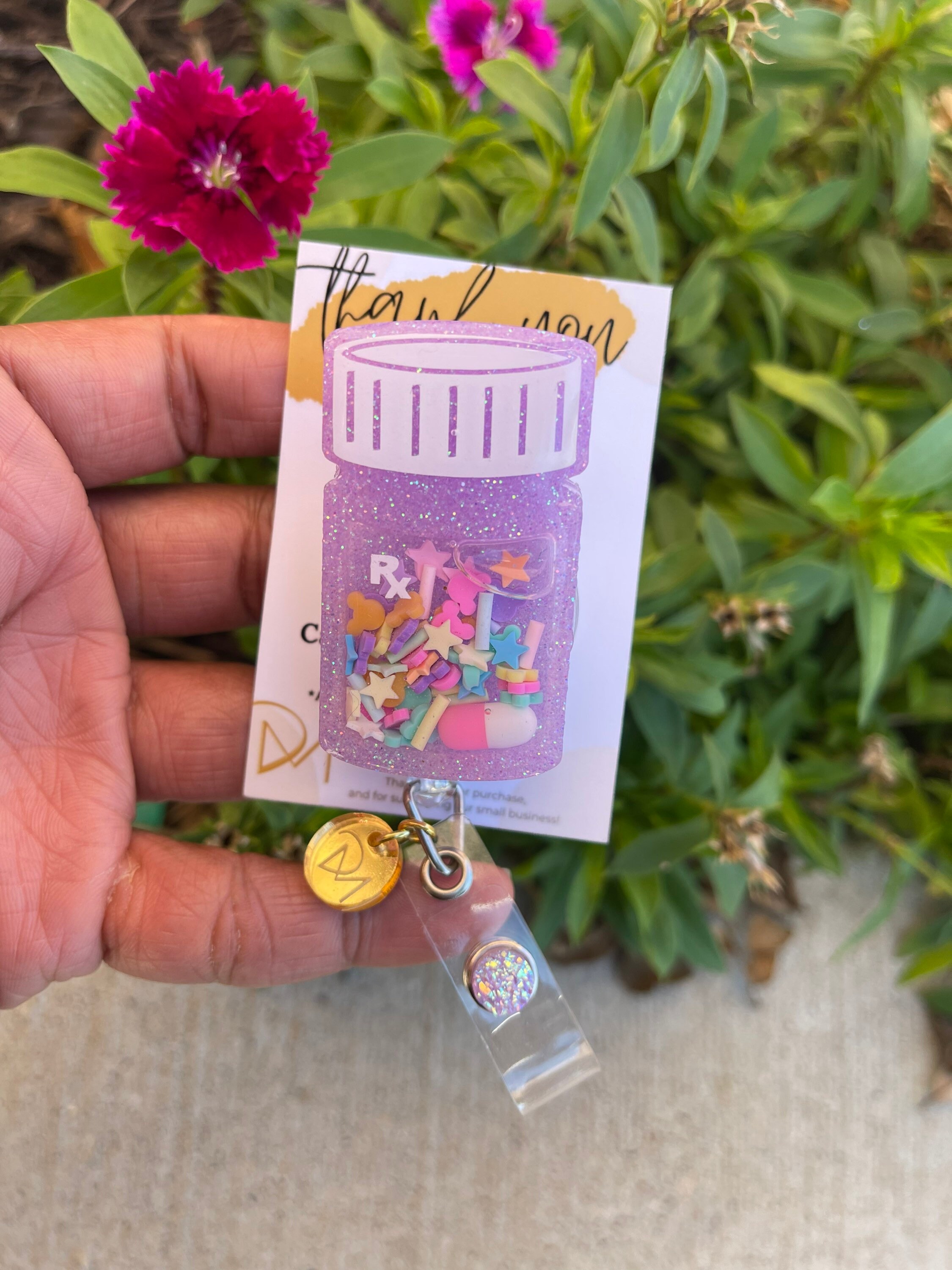 FREE Shipping Purple Shaker Pill Bottle pharmacy Badge Reel - Etsy