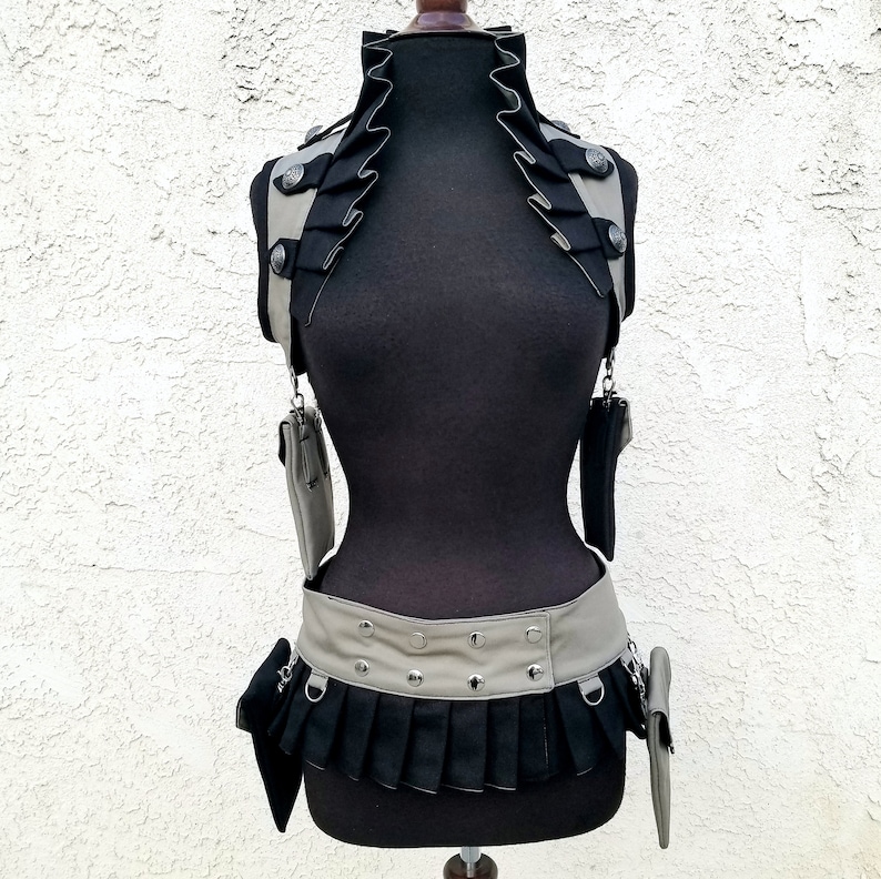 Women's Grey & Black Steampunk Shoulder Holster and - Etsy